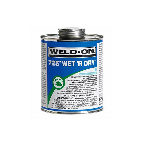 Weldon 725 Wet R Dry PVC Pipe Glue - 1/2 Pint — Pool Store Canada